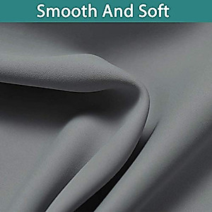 Yakamok 100% Blackout Curtains 84 Inches Long, 2 Thick Layers Heat and Full Light Blocking Soft Thermal Insulated Drapes for Bedroom(52" Wide Each Panel, Grey, 2 Panels)