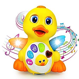Liberty Imports Musical Dancing Duck Toy Walking Singing Yellow Ducky Moving Toys for Baby with Music & LED Lights for Toddlers, Infant Learning Development