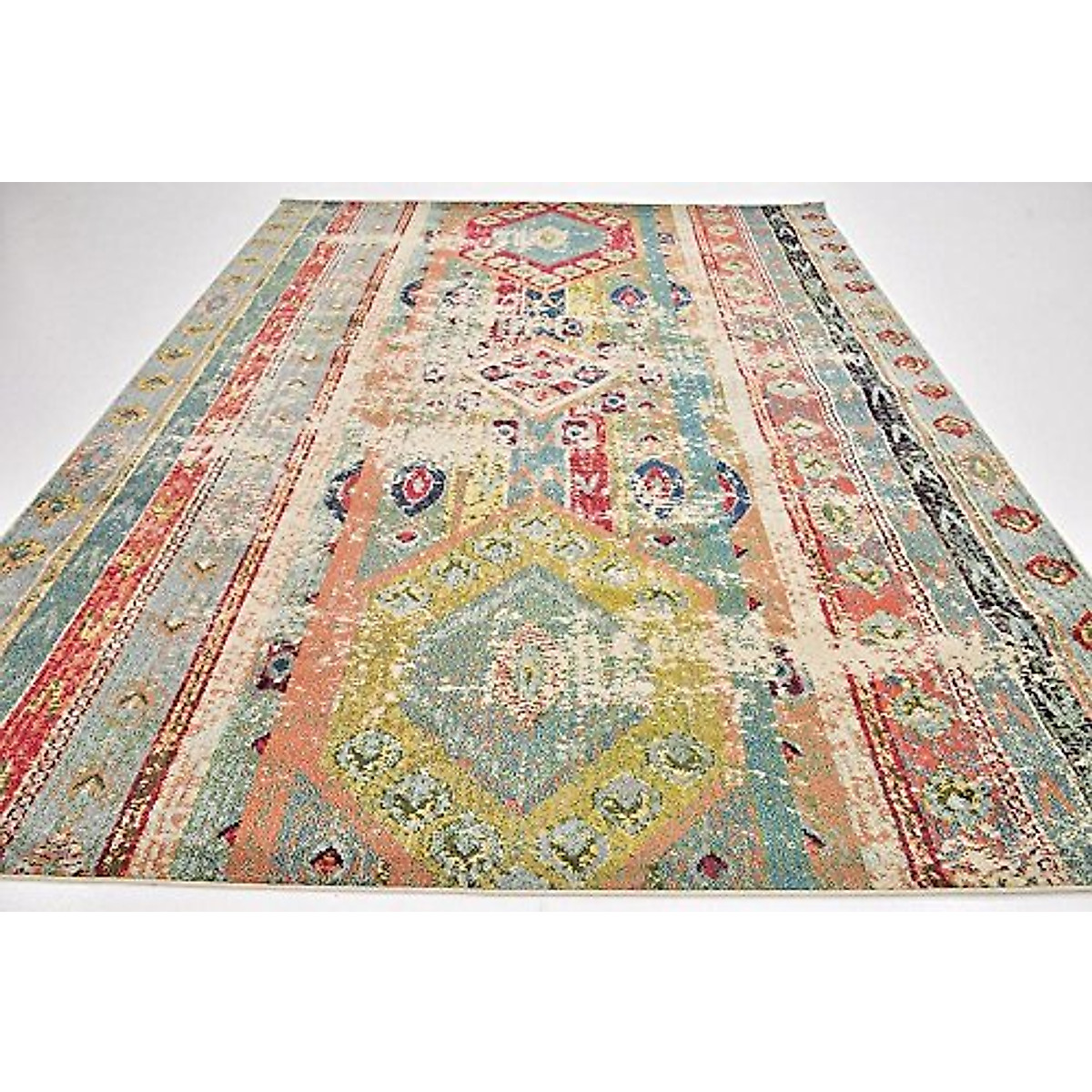 Unique Loom Sedona Collection Distressed, Southwester, Over-Dyed, Vintage Area Rug, 9' 0" x 12' 0", Blue/Beige