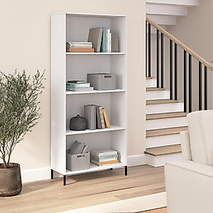 Bush Furniture Essence 4 Shelf Bookcase in White | Organizers and Shelves for Home Office Workspace, Living Room, Entryway, Bedroom, and Mudroom