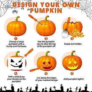 【Clearance】Pumpkin Carving Kit - 4 Easy Halloween Pumpkin Carving Tools Set with 10 Stencils Patterns, Professional Heavy Duty Pumpkin Carving Knife for Family Party Halloween Decorations Decor