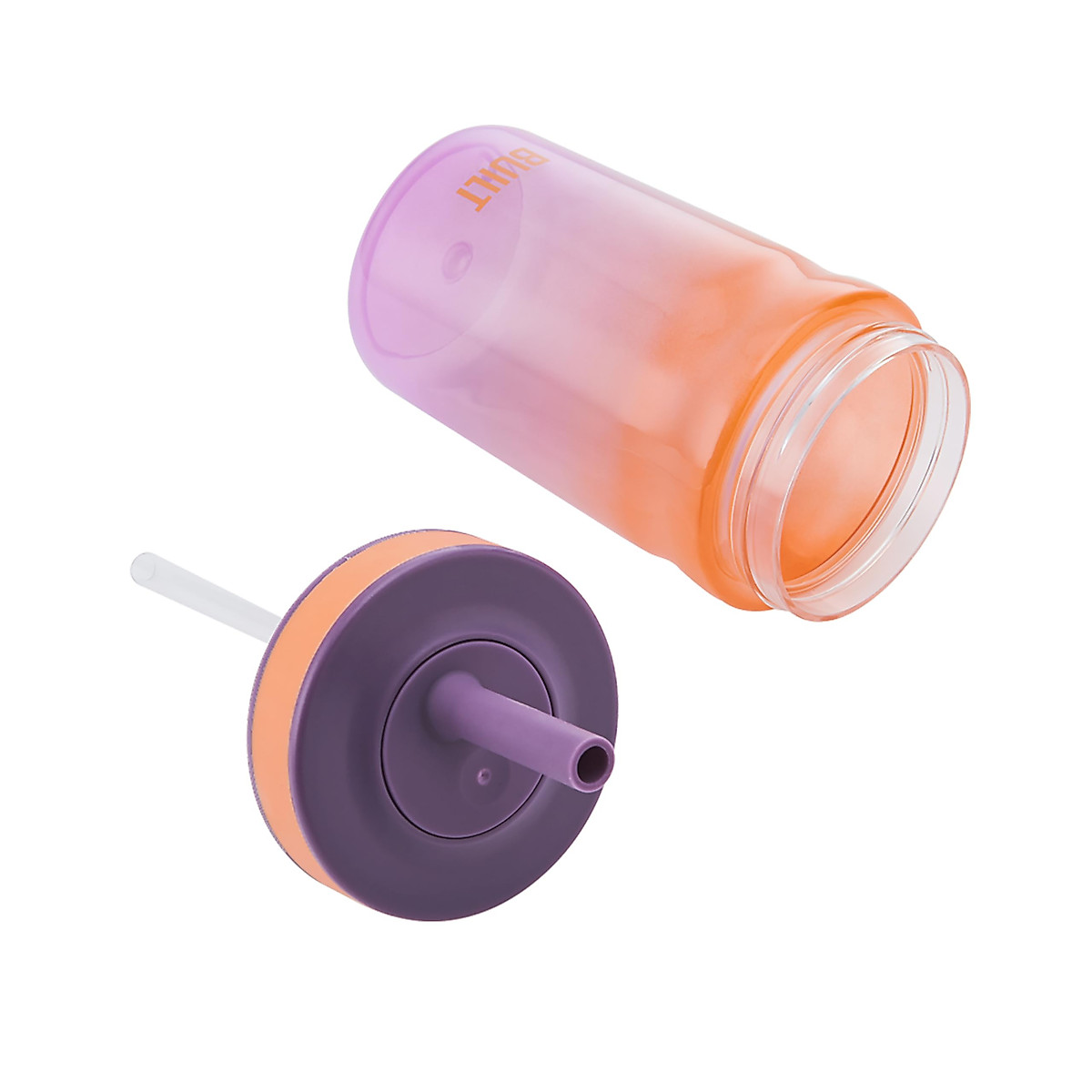 BUILT 16 fl oz Single-Walled Tritan Straw Seal Bedford Tumbler, Straw Lid Spill-resistant Travel Cup Keep Drinks Cold for Home Travel, Purple Sunset