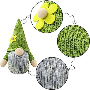 Gehydy Set of 2 Summer Gnomes Plush Flower Decoration Spring Gnome Gift Handmade Green Scandinavian Tomte Stuffed Farmhouse Decor for Home Kitchen Tiered Tray