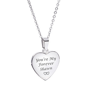 Personalized Silver Heart Necklace Pendant Custom Engraved Free