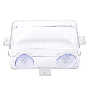 Hffheer Reptile Feeder Anti-Ese Amphibians Feeder Dish Food Water Bowl Translucent Feeding Basin with Suction Cup for Tortoise Gecko Snakes Lizard