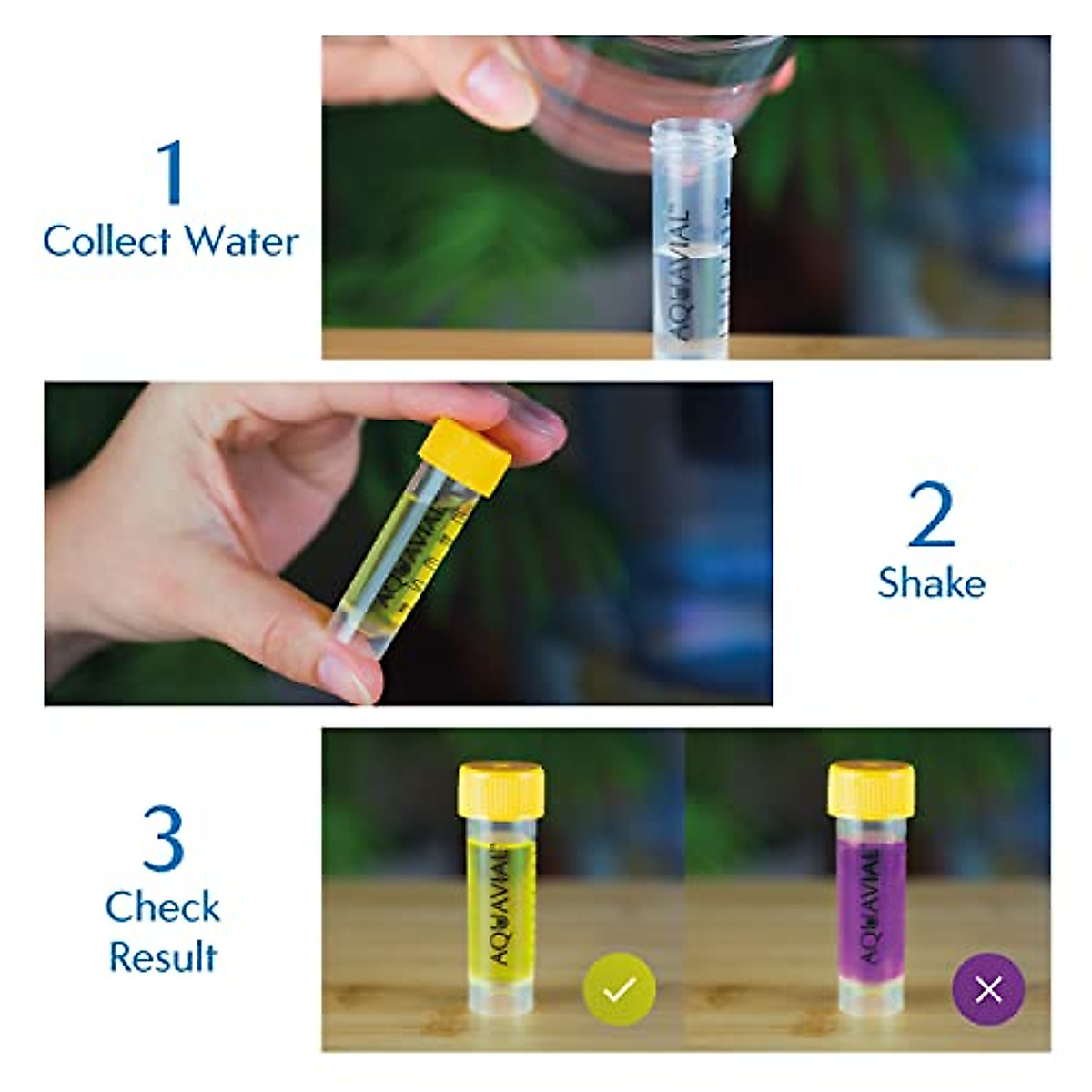 AquaVial Well Water Testing Kit 4 Pack | E Coli and Coliform Water Test Kit | Water Testing Kits for Drinking Water Pool Pond Lake Well | Water Test Kit Easy to Use | Home Industrial Water Test Kit