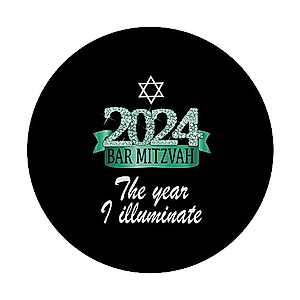 2024 Bar Mitzvah Quote Festive Black Turquoise Decor PopSockets Standard PopGrip