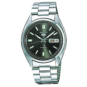 SEIKO 5 Mens Automatic Watch SNXS79 with Black Dial and Silver Stainless Steel Bracelet