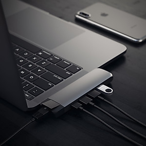 Satechi Type-C Pro Hub Adapter with Ethernet - 4K HDMI, USB-C PD, Gigabit Ethernet, USB 3.0, Micro SD Card Slot - for M2/ M1 MacBook Pro/Air (Space Gray)