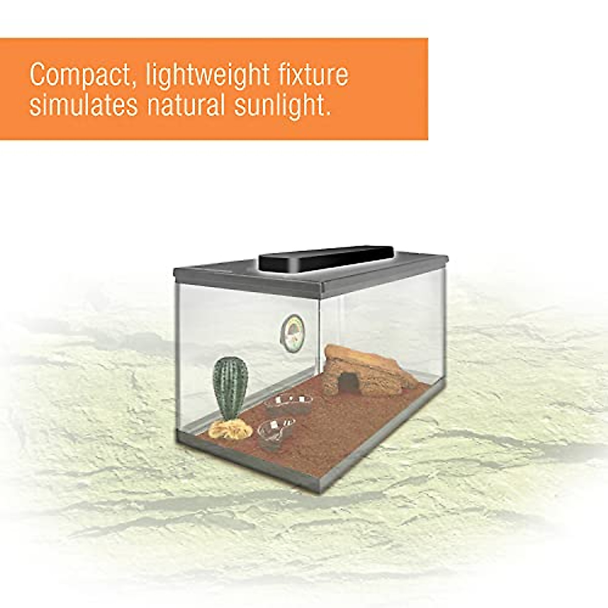 Zilla Reptile T8 Slimline Tropical Pet Habitat Light Fixture with 15 Watt Fluorescent Bulb, 18 Inches