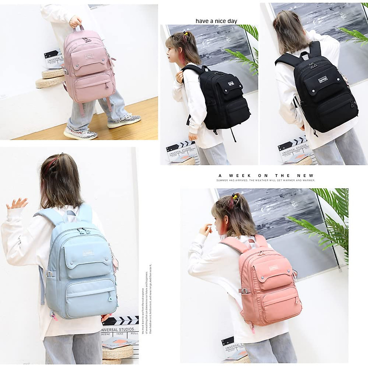 Kids Cute Bunny Casual Backpack Girls Elementary and Middle School Bag Teenage Travel Bag Waterproof Book Bag