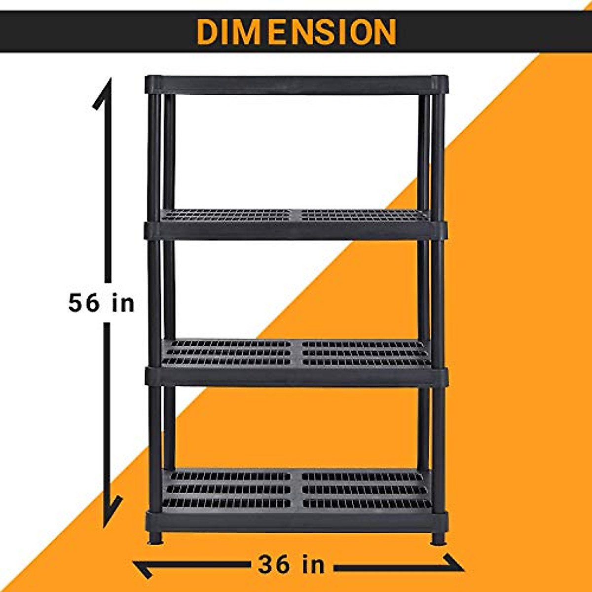 Juggernaut Storage 36" W x 24" D x 56" H 4-Shelf Resin Shelving, 600 lb Capacity Black