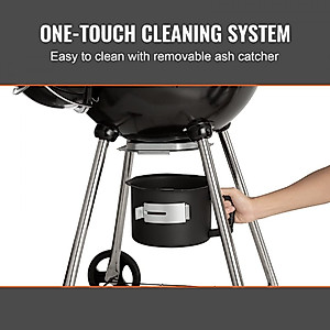 22 inch Portable Charcoal Grill, Propane Gas Kettle Grills with Cover, Iron & Steel Small BBQ Grill, Mini Tabletop Smoker for Outdoor Cooking, Barbecue Camping, Picnic, Patio and Backyard, Black