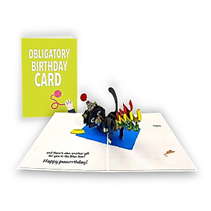 AVINITI Dirty Pop Cards – Obligatory Birthday Card – Funny 3D Cat Birthday Card, Popup Cards for Friend, Mom, Dad, Husband, Wife - 1 Card 5 x 7 inch, 1 Notepaper, 1 Envelope (Farting Cat 2)