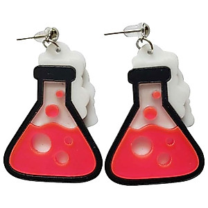 CutieJewelry Potion Bottle Science Lab Chemistry Jar Dangle Cute Earrings (Pink)