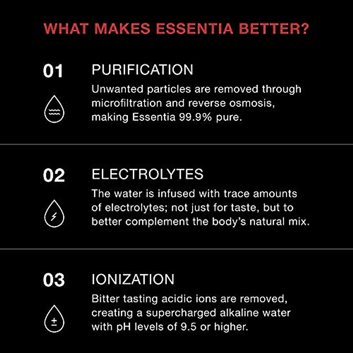 Essentia Water; Ionized Alkaline Bottled Water; 99.9% Pure; 9.5 pH or Higher; Consistent Quality in Every BPA and Phthalate-Free Bottle; 12 Fl Oz (Pack of 12)
