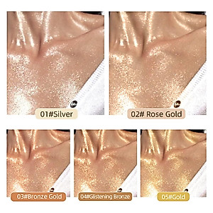 Melemando Moisturizing Body Luminizers 5 Colors Smooth and Shimmer Body Oil Long Lasting Liquid Body Highlighter for Face & Body & Leg (40ml, 03 Bronze Gold)