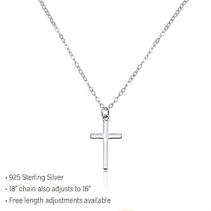 EFYTAL Sterling Silver Cross Necklace for Women, Confirmation Gifts, First Communion Baptism Gifts, Sterling Silver Dainty Necklaces, Religious Gift for Catholic Birthday