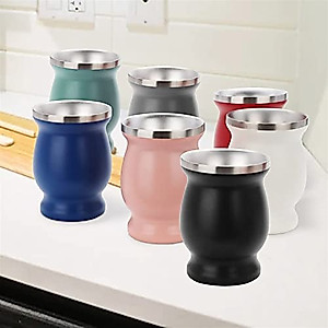 Yerba Mate Cup Bombilla Set | 8oz Gourd Yerba Mate | Stainless Steel Bombilla Silver Curved Bombilla Straw And Cleaning Brush Easy L Double-Wall | Easy To Clean Yerba Mate Gourd ( Color : Pink )