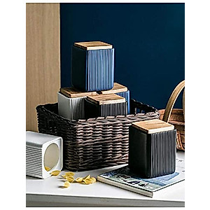 Food Storage Canister, Square Ceramic Cookie Jars Kitchen Canister with Airtight Lid, Good for Coffee Bean, Tea, Spices or Snacks Storage (Blue,Small)