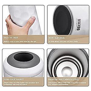 MAXSO Wine Chiller Bucket, Portable 750ml Champagne & Wine Bottle Cooler Keep Wine & Beverages Cold, Stainless Steel Vacuum Insulated Wine Gifts for Wine Lovers - White