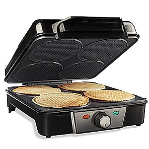 Mini Waffle Ice Cream Cone Maker - Bake 4 Homemade Mini Cones at Once, Includes Shaper Roller - Make Fun Bite Sized Entertaining Desserts for Summer Parties, Special Occasions and Gift Giving Treats