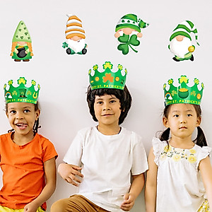 ceiba tree St. Patrick's Day Crown Crafts Kit 24 Pack Shamrock Paper Hats with Stickers for Kids Party Favors