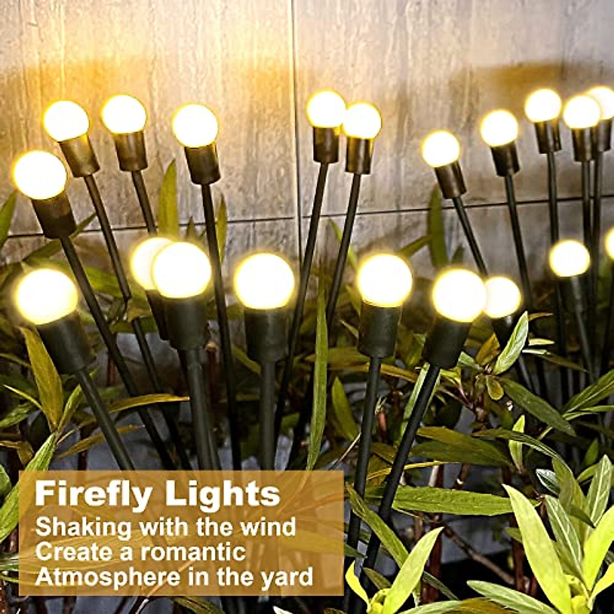 XIILSIE Solar Garden Lights, 6 LED Solar Firefly Starburst Swaying Lights Sway by Wind, 2 Modes Solar Landscape Path Lights Outdoor Waterproof Garden Yard Pathway Decoration Lights Warm White (2 Pack