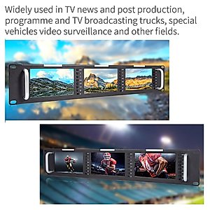 FEELWORLD T51 2RU Triple 5 Inch SDI Rack Mount Broadcast Monitor LCD 800x400 3G SDI HDMI AV Input and Output