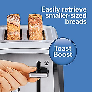 Hamilton Beach 2 Slice Toaster with Extra-Wide Slots, Bagel Setting, Toast Boost, Slide-Out Crumb Tray, Auto-Shutoff & Cancel Button, Defrost Function, Stainless Steel (22794)