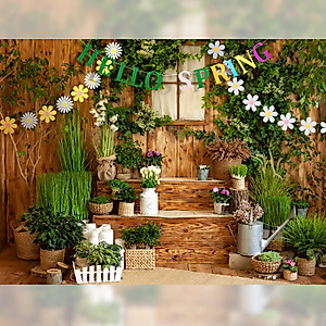 3 Pieces Hello Spring Banners Spring Flower Banner Garland Decoration, Spring Daisies Garlands for Outdoors Indoors Party Hanging Celebrations Decorations (Spring)