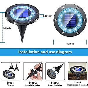Biling Solar Ground Lights Outdoor with 12 LEDs, Multi-Color Auto-Changing Solar Outdoor Lights Waterproof, Solar Garden Lights for Pathway Garden Yard Patio Lawn - (Multi-Color 8pack)