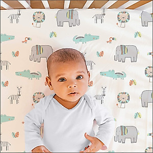 The Peanutshell Safari Nursery Bedding Collection - 5 Piece Set - Crib Comforter, 3 Fitted Crib Sheets, Dust Ruffle