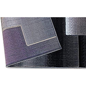 Champion Rugs Modern Geometric Abstract Boxes and Squares Purple Grey Black Carpet Bedroom Living Room Contemporary Dining (5’ 3” X 7’ 5”)