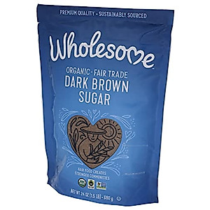 Wholesome Sweeteners 24-Ounce Organic Dark Brown Sugar, Fair Trade, Non GMO, Gluten Free & Vegan, Sugar for Baking and Glazing, 1 Pack
