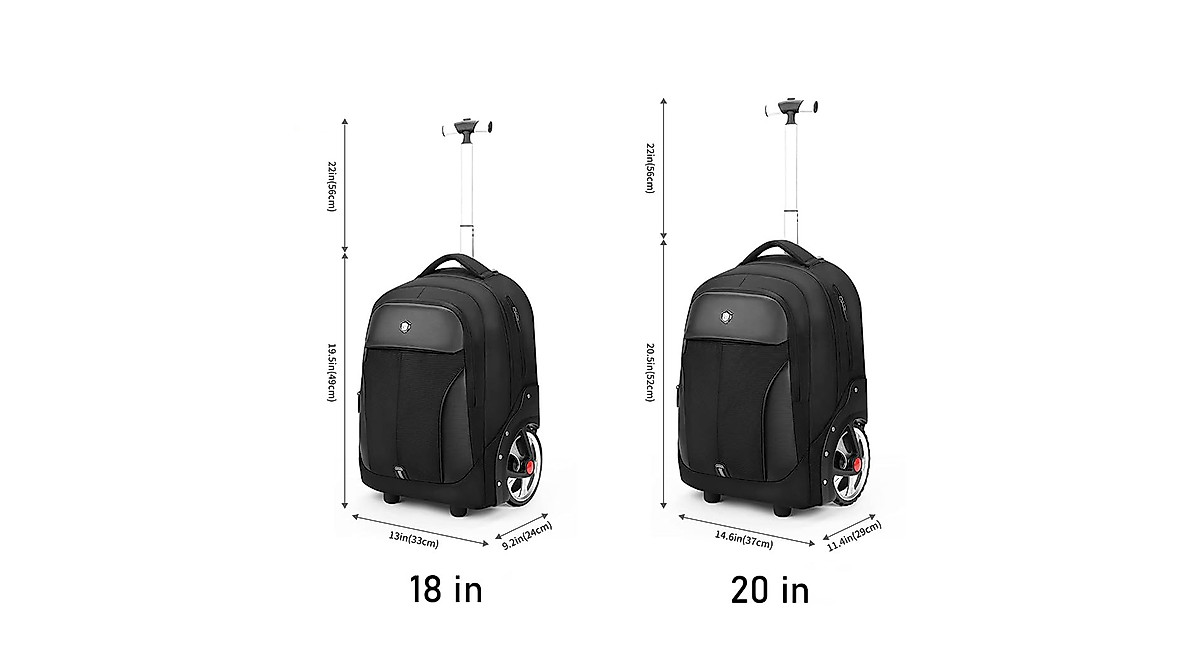 Waterproof Rolling Backpack with Wheels for Travel & Business