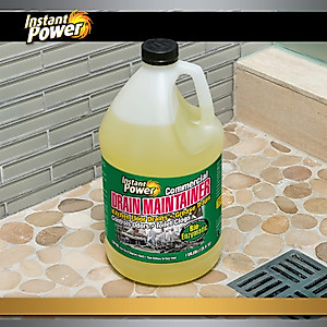 Instant Power Commercial Drain Maintainer - Liquid Enzyme Clog Remover, Cleans and Deodorizes, Reduces Drain Blockages, 1 Gal
