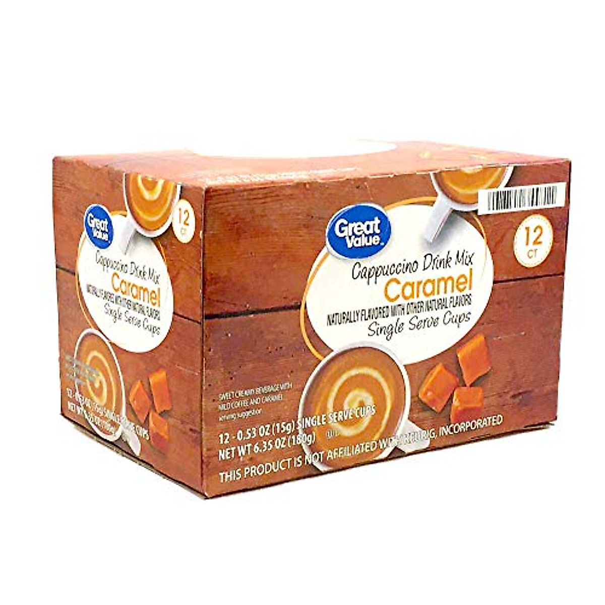 Great Value Cappuccino Coffee and Hot Drink Single Serve Pods, 12 Count (Caramel Cappuccino, Pack of 1)