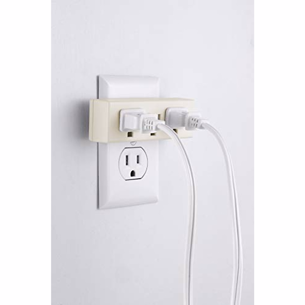 GE 3-Outlet Extender Wall Tap, Grounded Adapter Plug, Indoor Rated, 3-Prong, Perfect for Travel, UL Listed, Light Almond, 54195