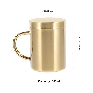 VILLCASE Insulated Coffee Mug with Lid, 300ml Stainless Steel Coffee Cup with Handle, Double Wall Vacuum Insulated Travel Mug Coffee Cup, Travel Tumbler Cup