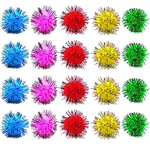 PETDCHEB 80 Pieces Cat Sparkle Balls Assorted Color Sparkle Balls Cat Toy Balls Tinsel Balls Cat Pom Pom Balls Cat Toys Puff Balls Glitter Balls for Cat Kittens