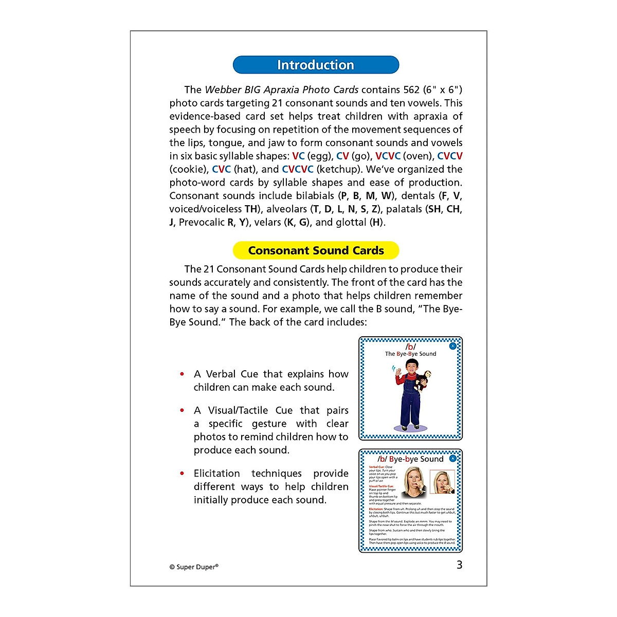 Super Duper Publications | Webber® Big Apraxia Photo Cards | Organized Words by Syllable for Ease of Speech Production | Vowels and Consonants | Basic Syllable Shapes | Activities with Instructions