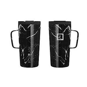 IRON °FLASK Grip Coffee Mug - Leak Proof, Vacuum Insulated Stainless Steel Bottle, Double Walled, Thermo Travel, Hot Cold, Water Metal Canteen - Dark Night, 16 Oz - Rubber Bottom