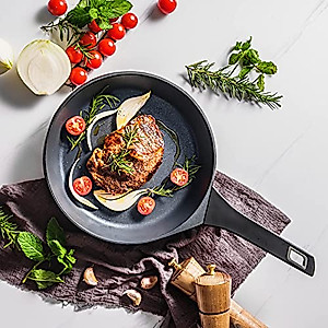 KCJOY Frying Pan, Heavy-Duty-Cast-Aluminum Base Frying Pans Nonstick 10", Nonstick Frying Pan with Black Handle Oven Safe Compatible With All Stoves