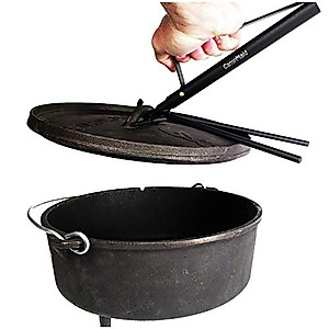 CampMaid Outdoor Cooking Set - Dutch Oven Tools Set - Charcoal Holder & Cast Iron Grill Accessories - Camping Grill Set - Outdoor Cooking Essentials - Camp Kitchen Equipment - (7 Piece Set)