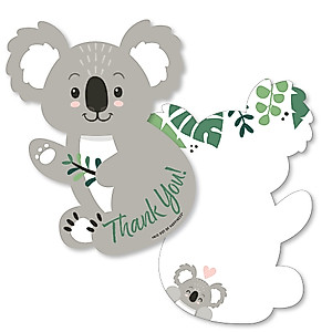 Big Dot of Happiness Koala Cutie - Shaped Thank You Cards - Bear Birthday Party and Baby Shower Thank You Note Cards with Envelopes - Set of 12