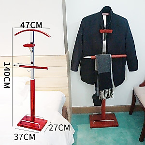 KARMIO Suit Valet Stand with Pant Bar Clothing Valet Rack with Small Tray Wood Freestanding Valet Rack for Women and Men,Used in Entryway Office Living Room