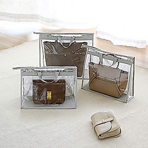 Gcroet 5PCS Handbag Storage,2020 Upgrade Dust Bags For Handbags,Handbag Organizer,Purse Storage Bag,Transparent Handbag Organizer Anti-Dust Bag Storage for Hanging Closet with Zipper and Handle(Grey)