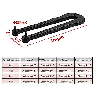 JOYUETLAN Universal Black Finish Steel Adjustable Face Spanner Wrench Pin Pliers For Round Nuts with Drilled Holes (3mm)