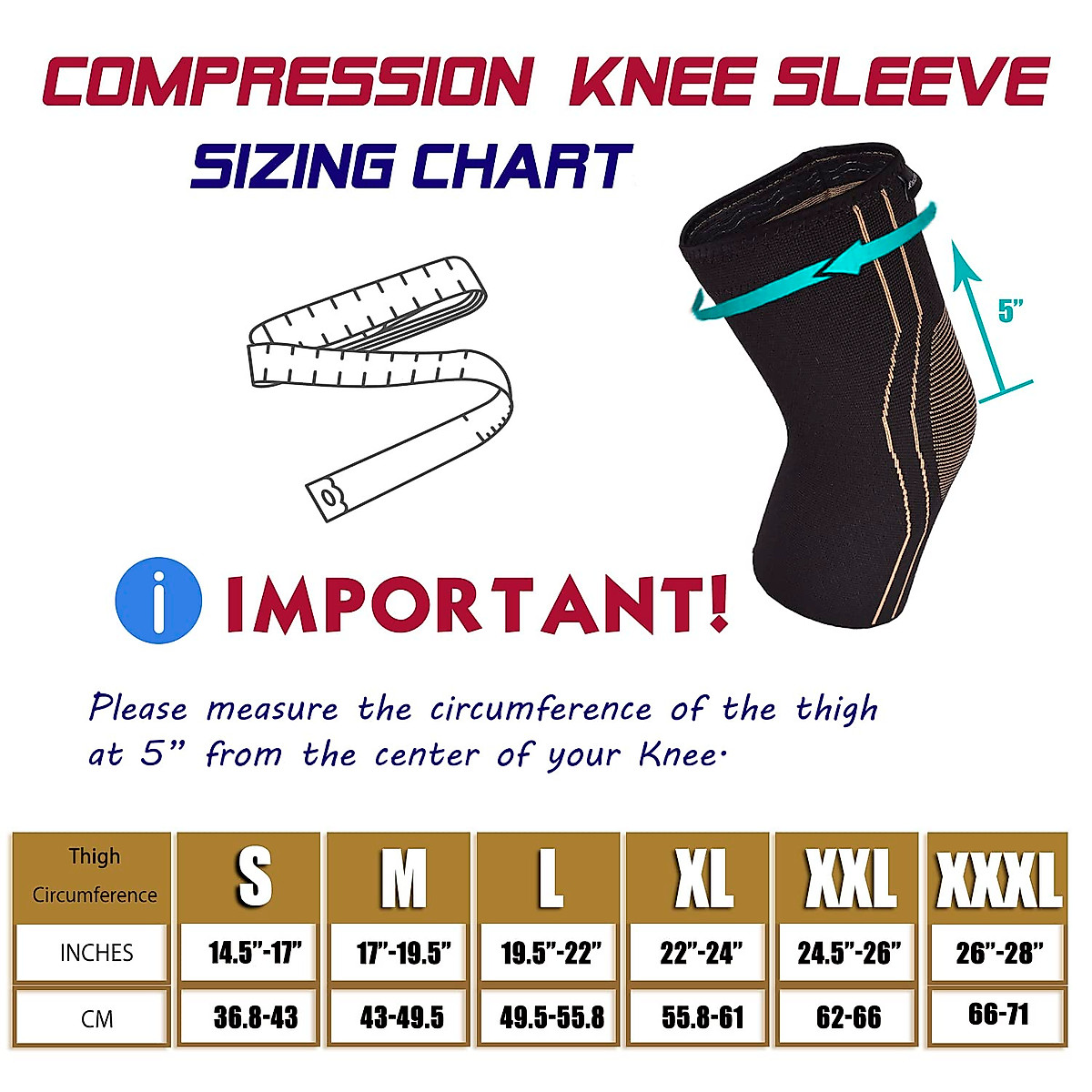 THX4COPPER Sports Compression Knee Brace for Joint Pain and Arthritis Relief, Improved Circulation Support for Running, Jogging, Workout,Gym-Best Knee Sleeve-Large